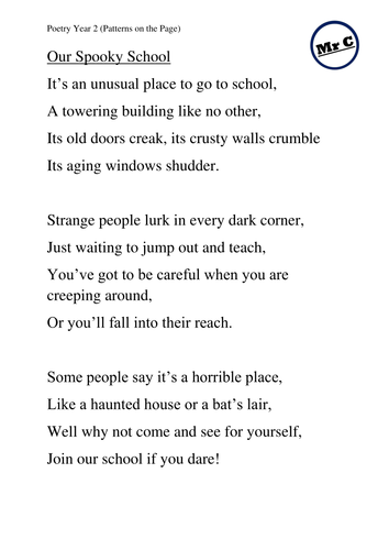 Year 2 Poetry Writing Model - Our Spooky School (Autumn Term ...