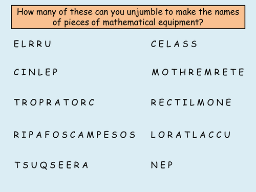 Wordsearches and Anagrams to develop Mathematical Vocabulary by Maria ...