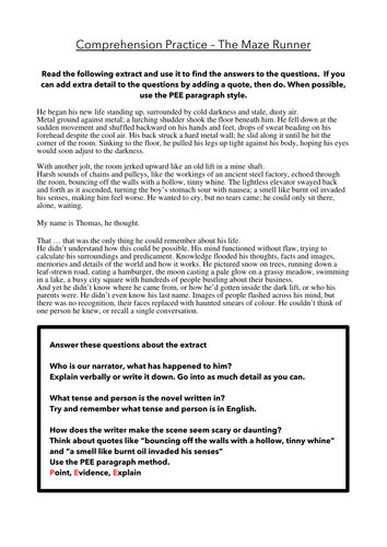 The Maze Runner Comprehension | Teaching Resources