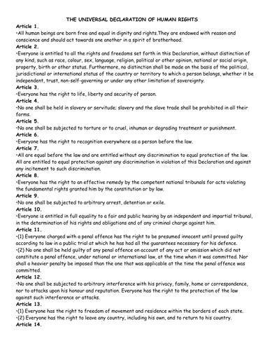 Human Rights Responsibilities - Citizenship | Teaching Resources