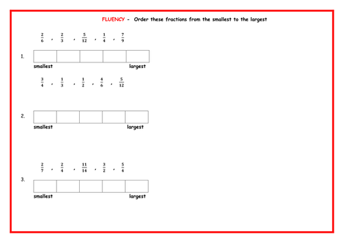 Ordering fractions Yr 5 4 levels of challenges | Teaching Resources