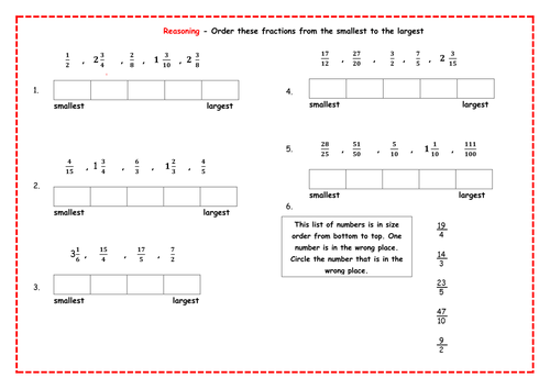 Ordering fractions Yr 5 4 levels of challenges | Teaching Resources