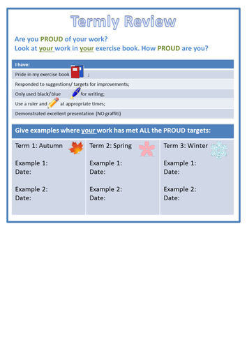 Assessment and monitoring to stick in students books | Teaching Resources