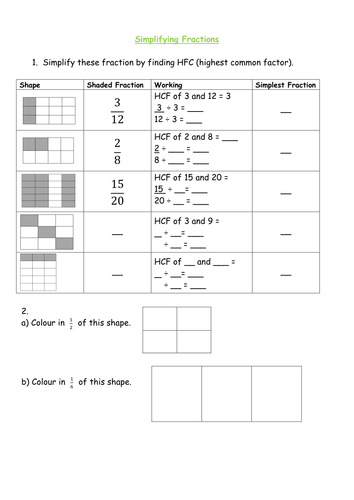 Equivalent fractions and simplifying fractions Yr 5 differentiated 4 ...