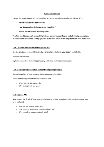 Nuclear Fission Lesson and Resources AQA GCSE Physics/Additional ...