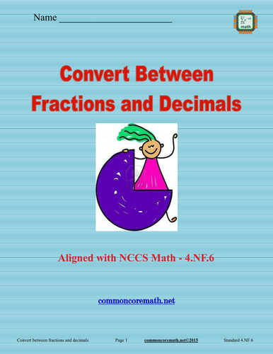 Use Place Value to Convert Decimals and Fractions - 4.NF.6 | Teaching ...