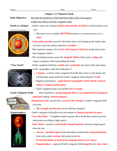 Physics 1.3 Magnetic Earth PowerPoint and Guided Notes | Teaching Resources
