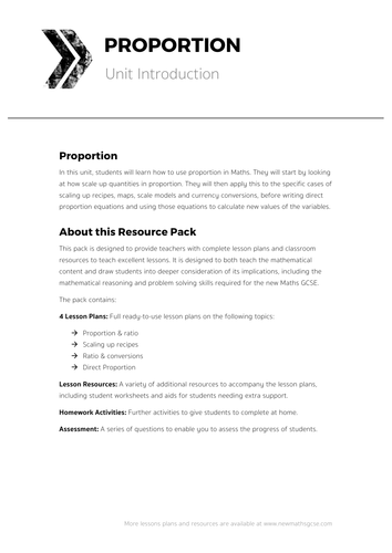 Proportion - Complete Unit of Work | Teaching Resources