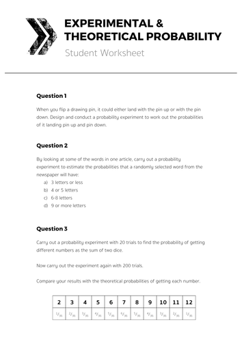 Experimental & Theoretical Probabilities - Complete Lesson | Teaching ...