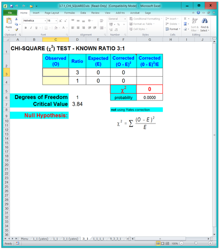 BioA_3.7.1 Statistics - Chi Squared Test Spreadsheet | Teaching Resources