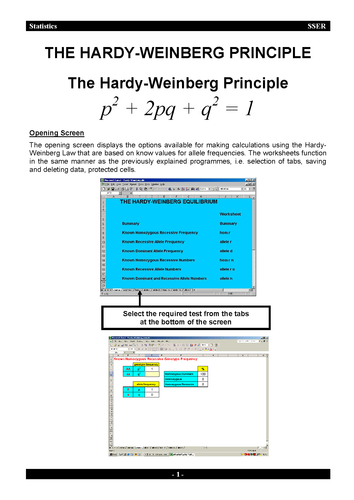 BioA_3.7.2 Population Genetics - Hardy Weinberg Spreadsheet | Teaching ...