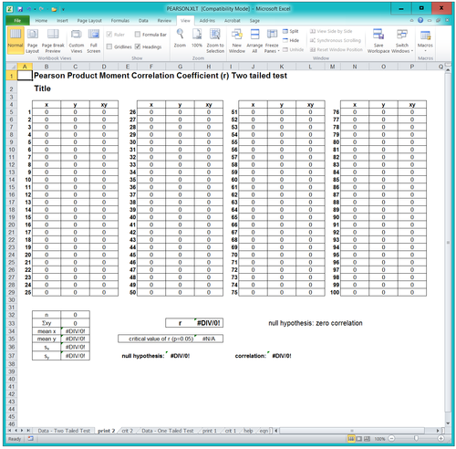 3.4.7.4 Statistics - Pearsons PMCC Test - Spreadsheet | Teaching Resources