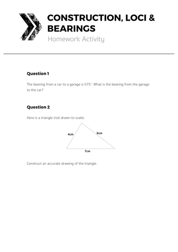 Constructions, Loci & Bearings (Foundation Tier) - Complete Unit of ...