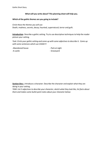 Gothic Creative Writing Course KS3 (6 lessons) ready to teach ...