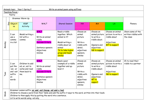 Animal poem unit Year 1 | Teaching Resources