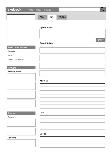 SOCIAL MEDIA : Fakebook Profile Template | Teaching Resources