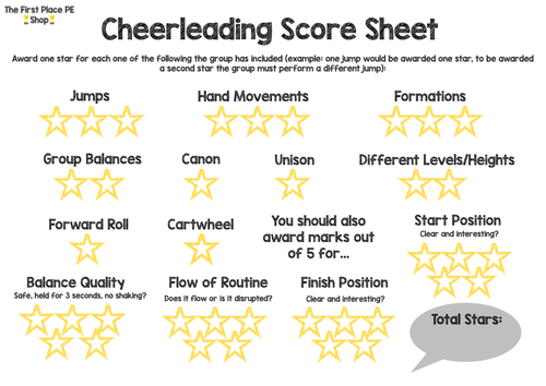 Cheerleading Scheme of Work | Teaching Resources