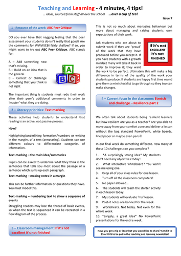 Teaching and learning newsletters | Teaching Resources