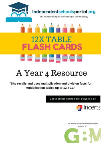 2 - 12 x Times Table Multiplication Flash Cards | Teaching Resources