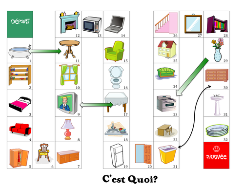 Maison/ House themed Snakes and Ladders game - French | Teaching Resources