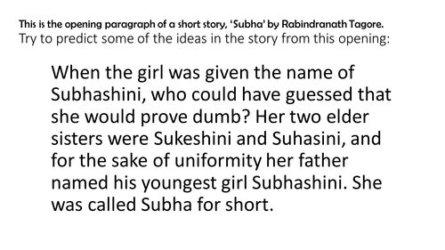 19th century writing - new GCSE preparation: 'Subha' , close reading ...