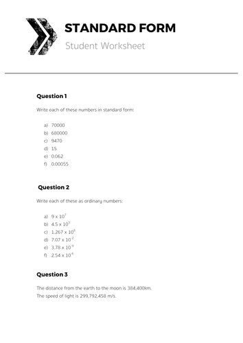 Indices & Standard Form - Complete Unit of Work | Teaching Resources