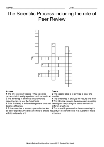 Activity - Crossword - The Scientific Process including the role of ...