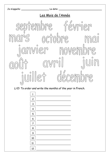 FRENCH - Months & seasons - Les Mois de l'Année et Les Saisons ...