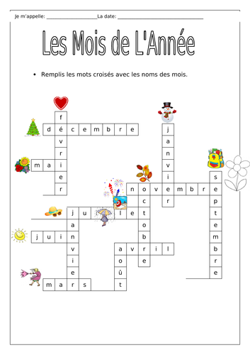 FRENCH - Months & seasons - Les Mois de l'Année et Les Saisons ...