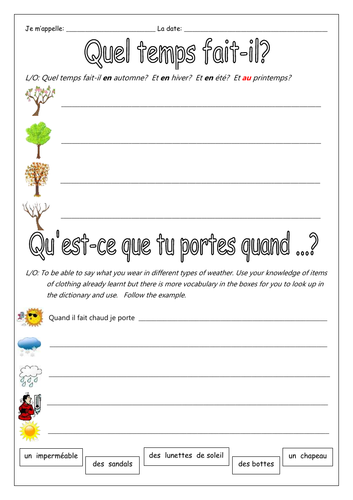 FRENCH - Months & seasons - Les Mois de l'Année et Les Saisons ...