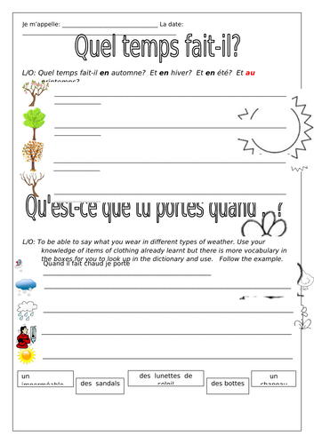 FRENCH - Months & seasons - Les Mois de l'Année et Les Saisons ...