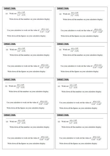 Target Tasks Maths Stickers 3 KS3/KS4 | Teaching Resources
