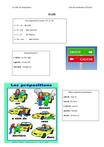 Y7 prepositions in town | Teaching Resources