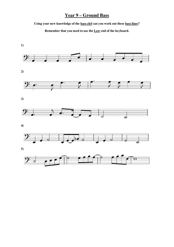 Ground Bass lessons and assessment | Teaching Resources