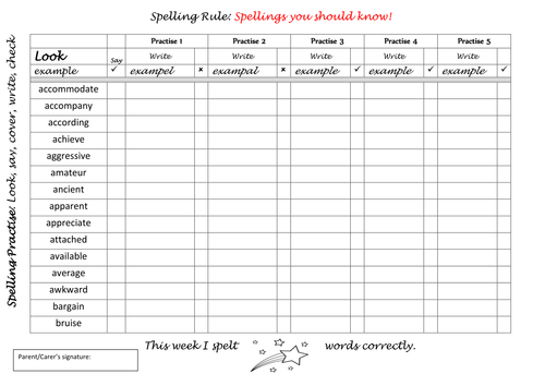 Year 5 and 6 Spellings 2015 look cover write check | Teaching Resources