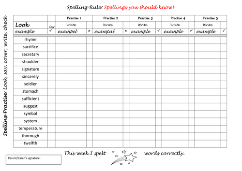 Year 5 and 6 Spellings 2015 look cover write check | Teaching Resources