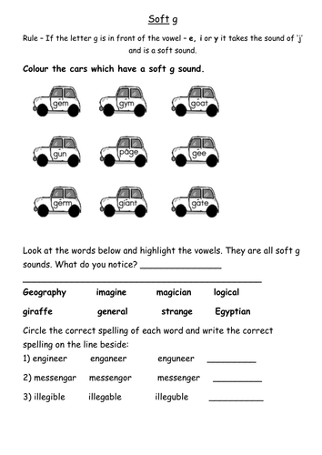 Spelling rule - soft g | Teaching Resources