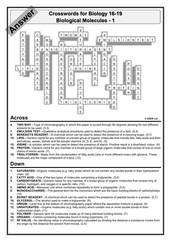 BioA_Crosswords - Set 1 (Answers Provided) | Teaching Resources