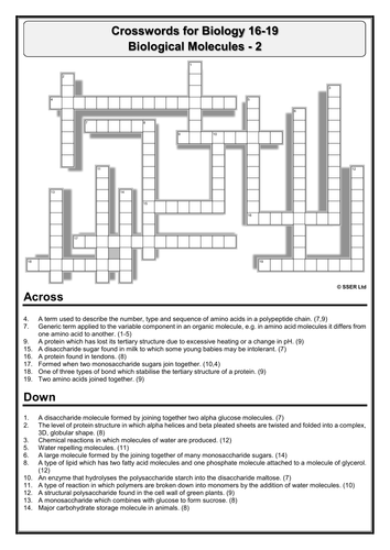 BioA_Crosswords - Set 1 (Answers Provided) | Teaching Resources
