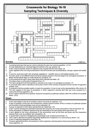 BioA_Crosswords - Set 4 (Answers Provided) | Teaching Resources