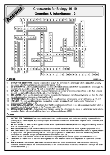 BioA_Crosswords - Set 4 (Answers Provided) | Teaching Resources