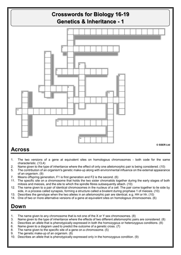 BioA_Crosswords - Set 4 (Answers Provided) | Teaching Resources