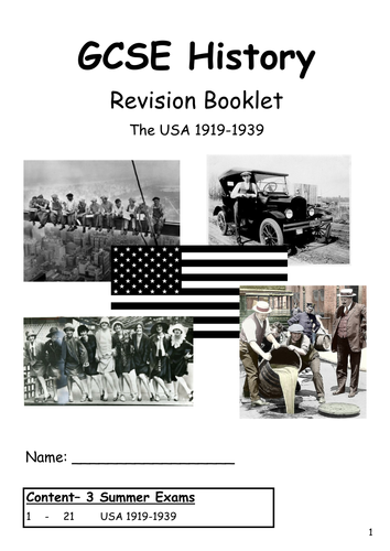 USA 1919-1939 Revision Guide - 24 pages | Teaching Resources