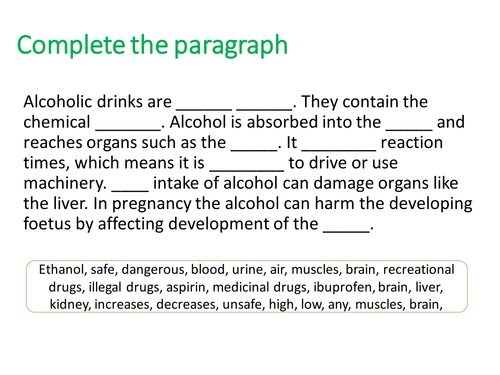 Alcohol - NEW KS3 | Teaching Resources
