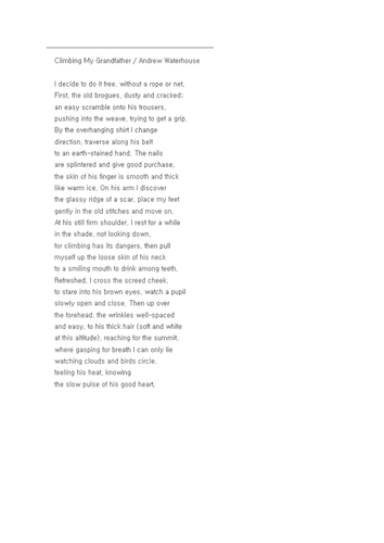 Climbing My Grandfather - Andrew Waterhouse (KS4 poetry lesson, AQA) by ...