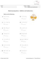 Balancing Equations - Addition and Subtraction | Teaching Resources