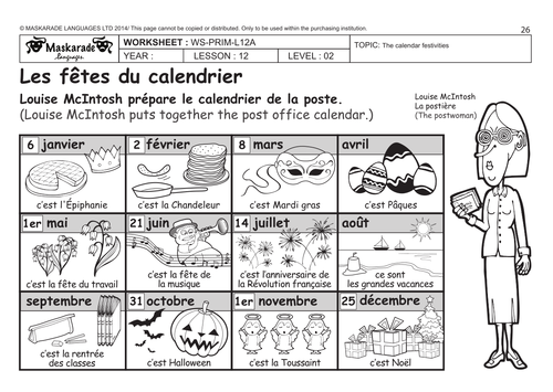 FRENCH:HEALTH & BODY (UNIT 4) Y4 -Y5: Calendar of the year/ When is ...