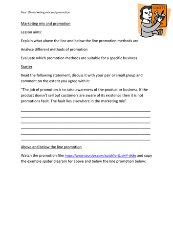 Marketing GCSE year 10 (Researching the market / Price / Product ...