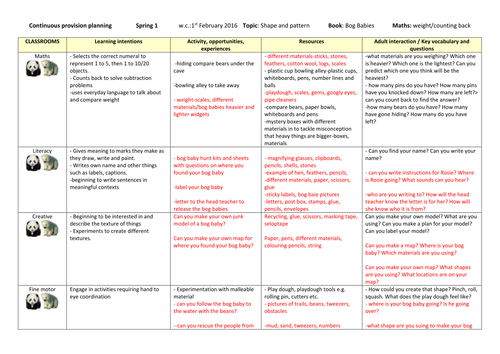 EYFS Bog Baby Literacy and Continuous Provision Lesson Plan and ...