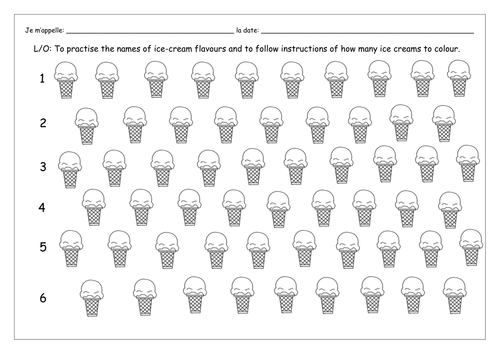 FRENCH - Ice Creams - Je Voudrais Une Glace - Worksheets | Teaching ...